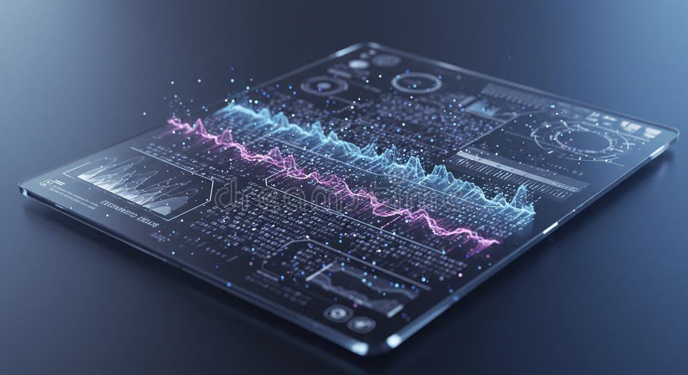 A Futuristic Digital Interface Displays Complex Data Visualizations on ...