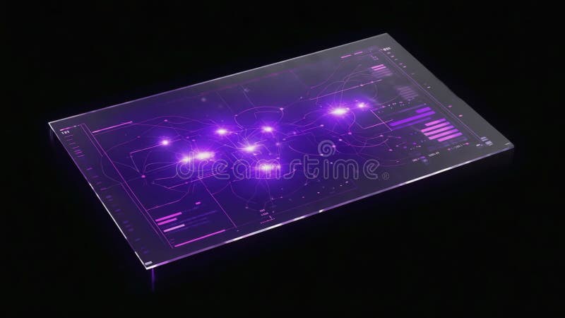 Futuristic Digital Interface with Neon Purple Network Visualization for ...