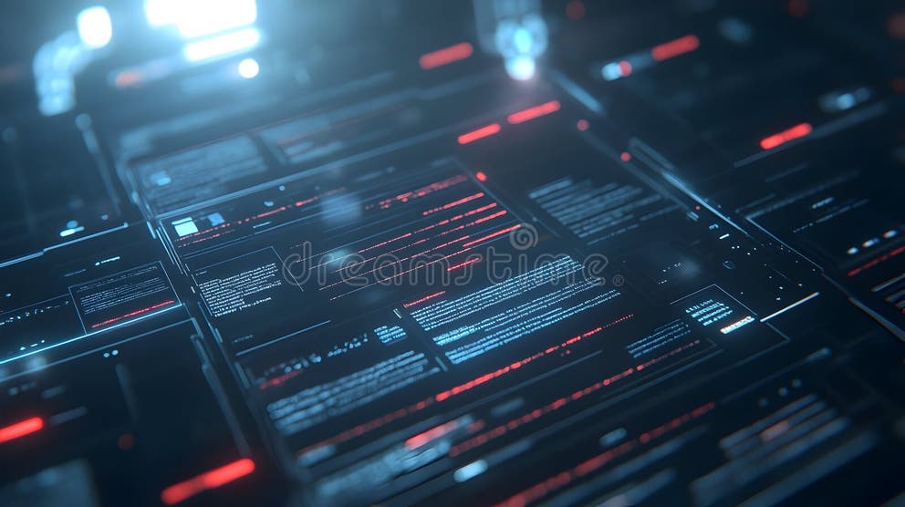 Futuristic Digital Interface Displays Network Data Stock Illustration - Illustration of digital ...