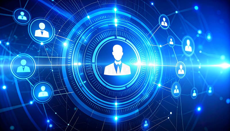 A Futuristic Digital Interface Displays a Network of People Connected ...