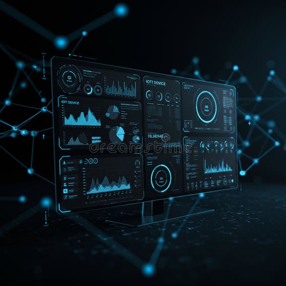 A Futuristic Digital Interface Displays Various Data Visualizations ...
