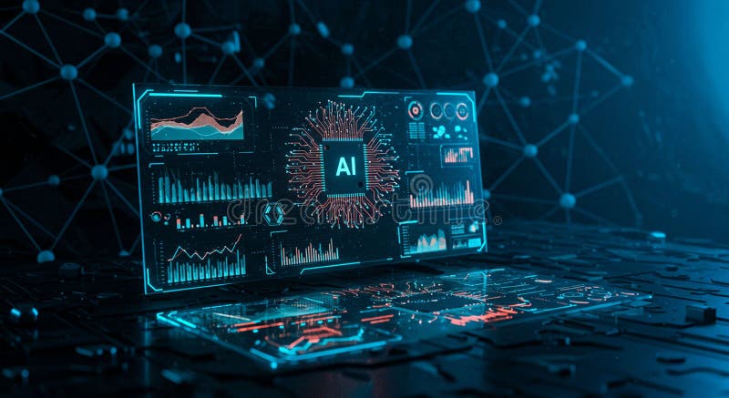 Uturistic Digital Interface Featuring a Central "AI" Chip Graphic ...