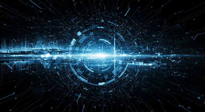 A Futuristic Digital Interface Featuring a Central Luminous Core ...