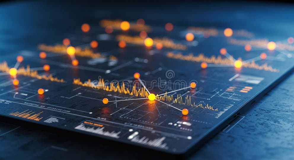 Futuristic Digital Interface Featuring Complex Data Visualizations ...