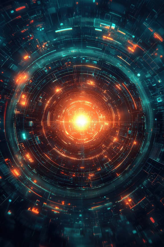 Futuristic Digital Interface Featuring Dynamic Circular Data and Energy ...