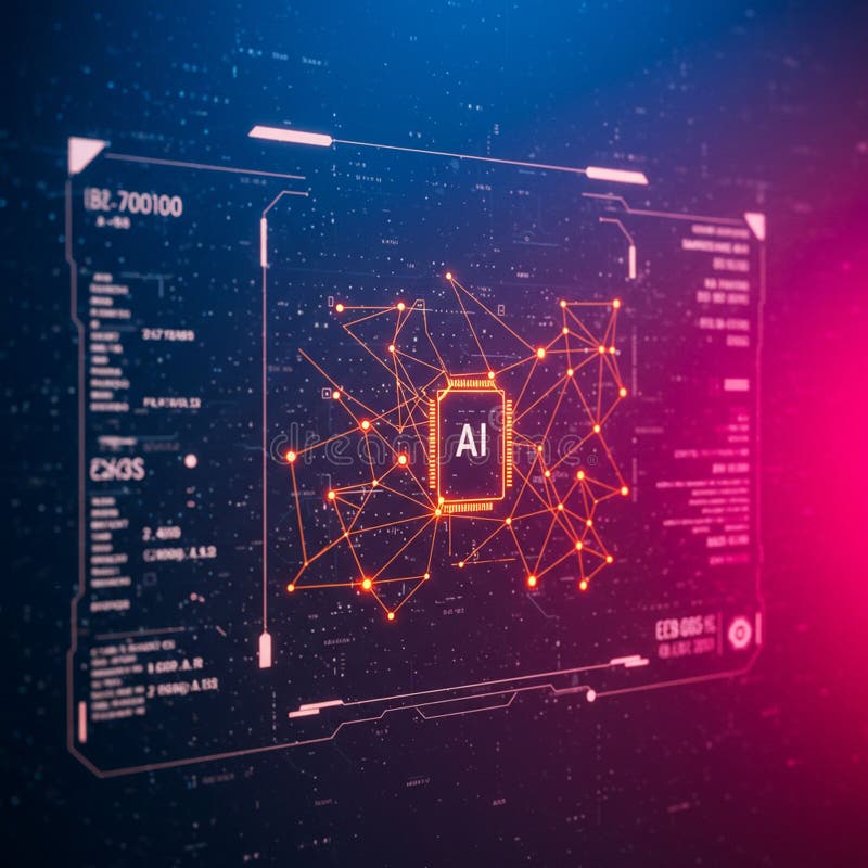 Uturistic Digital Interface Featuring an Illuminated Central Microchip ...