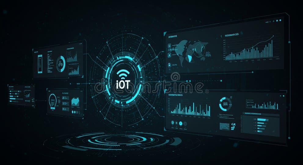 Futuristic Digital Interface Featuring IoT (Internet of Things) in the ...