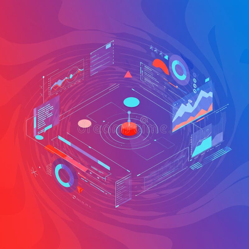 Futuristic Digital Interface Featuring Various Graphs, Charts, and ...