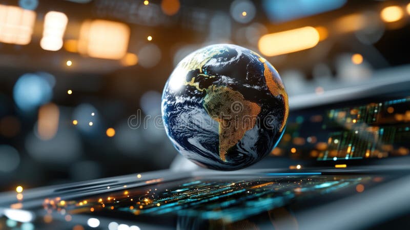 Futuristic Digital Interface Floating Planet Earth Hologram Stock ...