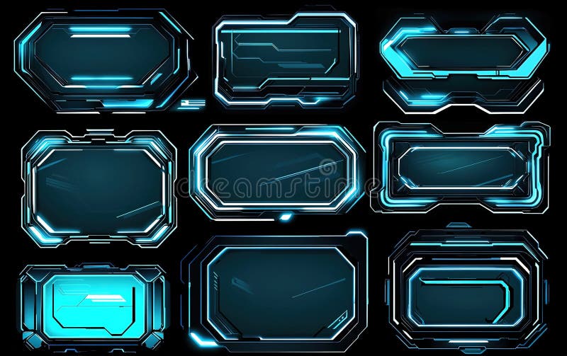 Futuristic Digital Interface Frames Featuring Glowing Blue Accents and ...