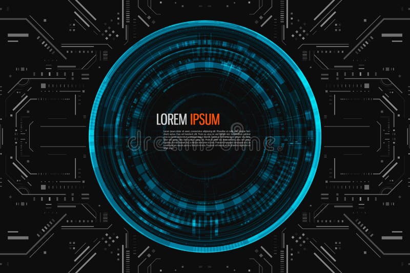 Futuristic Digital Interface with Glowing Blue Circular Stock Illustration - Illustration of ...