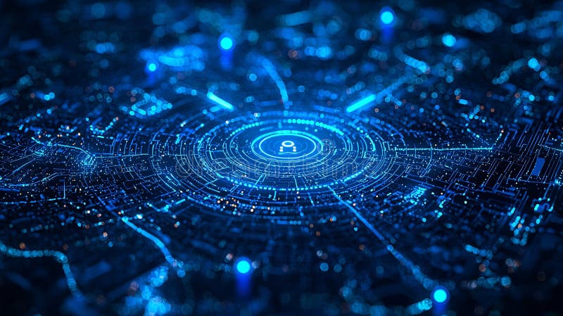 Blue Technological Sense of Future City Stock Image - Image of ...