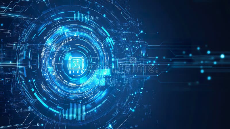 Futuristic Digital Interface with Glowing Blue Tech Elements and ...