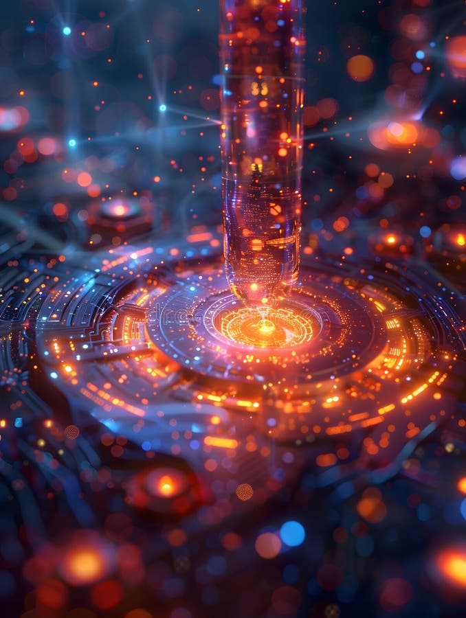 Futuristic Digital Interface with Glowing Lights and Circuits Stock ...