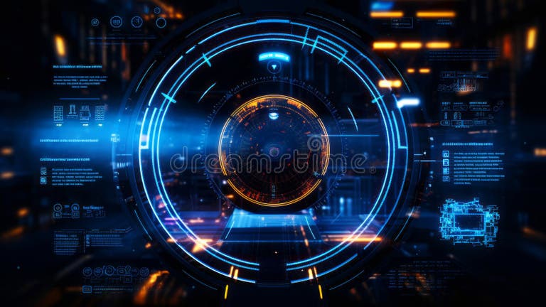 Futuristic Digital Interface with Glowing Circular Elements Data ...