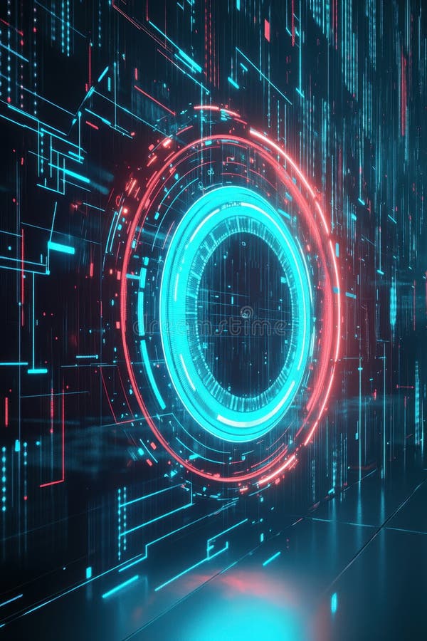 Futuristic Digital Interface with Glowing Circular Elements in Technology Concept. Stock Photo ...