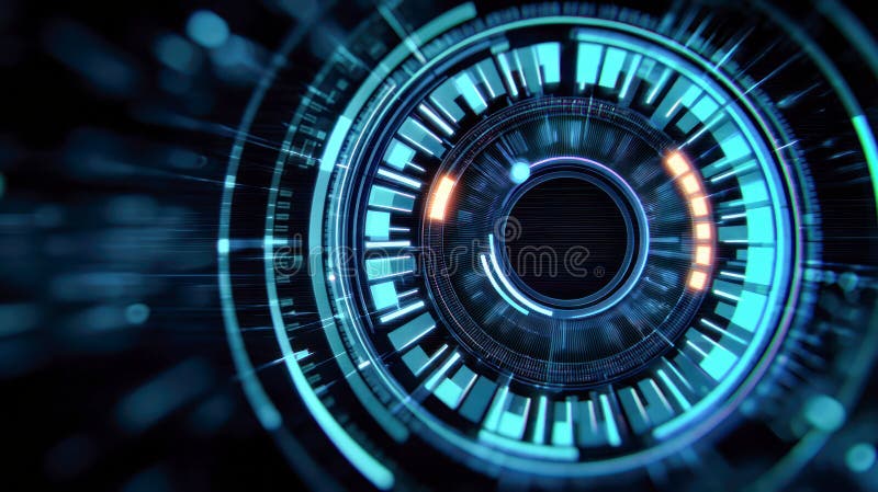 Futuristic Digital Interface with Glowing Circular Patterns and Vibrant Blue Accents for ...