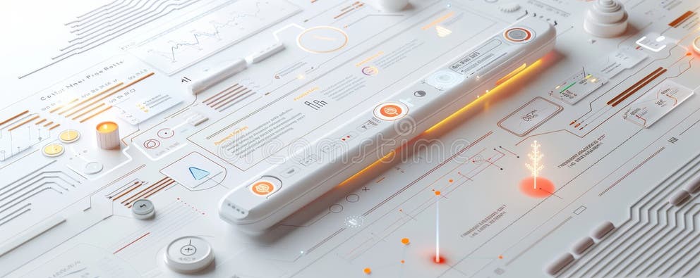 Futuristic Digital Interface with Glowing Control Panel, Holographic ...