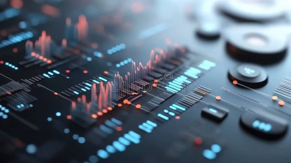 Futuristic Digital Interface with Glowing Data Visualizations and Graphs, AI Stock Image - Image ...