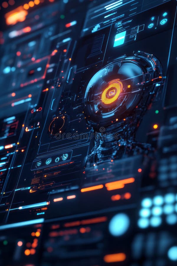 Futuristic Digital Interface with Glowing Elements and AI Concept in a ...