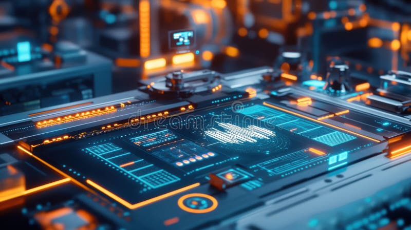 Futuristic Digital Interface with Glowing Elements and Data ...