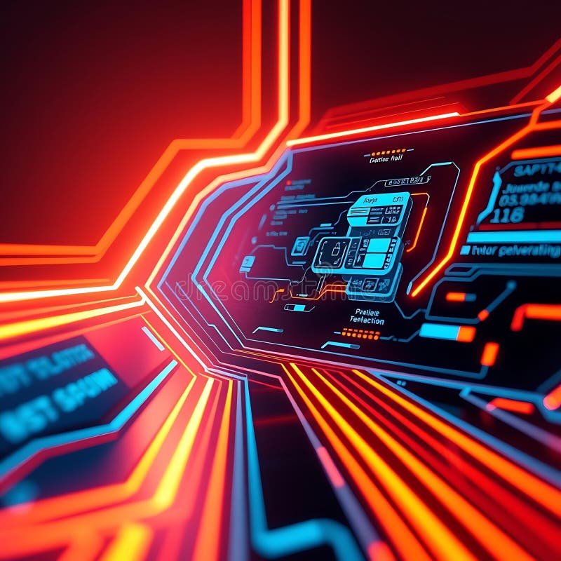 A Futuristic Digital Interface with Glowing Lines and Sharp Angles ...