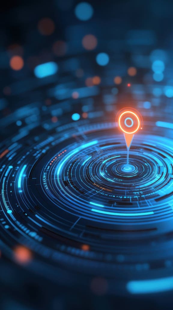 Futuristic Digital Interface with Glowing Orange and Blue Elements, AI ...