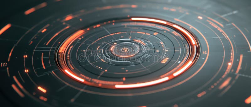 Futuristic Digital Interface with Glowing Orange Circuits and Data Lines, Representing Advanced ...