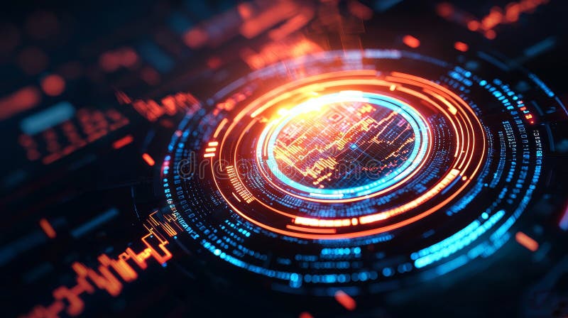 Futuristic Digital Interface with Glowing Patterns and Vibrant Colors ...