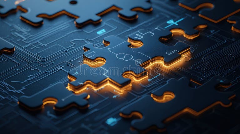 Futuristic Digital Interface with Glowing Puzzle Pieces Symbolizing ...