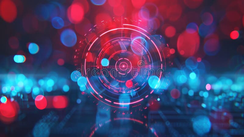 Futuristic Digital Interface with Glowing Red and Blue Neon Lights ...