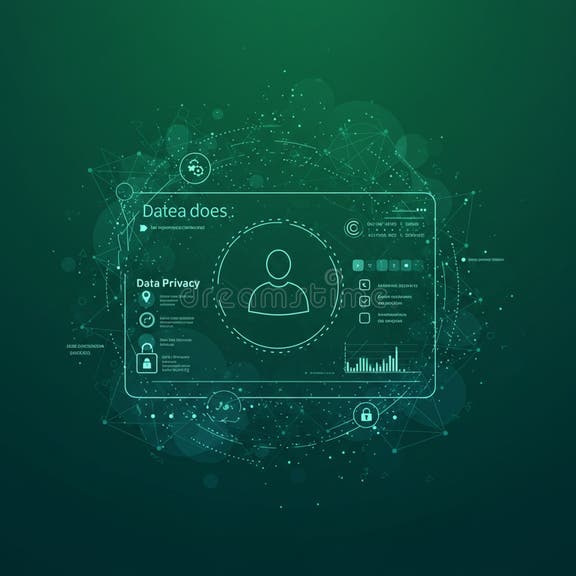 Futuristic Digital Interface on a Green Background Features a Circular ...