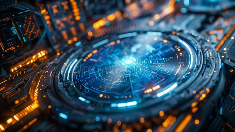 "Futuristic Digital Interface with Holographic Display." Stock ...