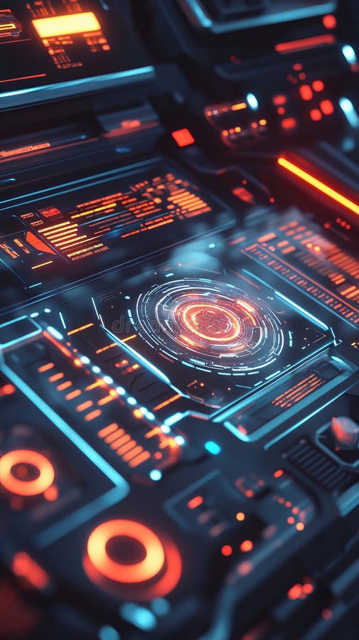 Futuristic Digital Interface with Holographic Display and Neon Lights ...