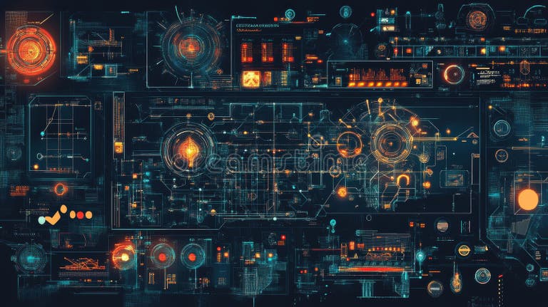 Futuristic Digital Interface with Holographic Elements and High-Tech Data Visualization Stock ...