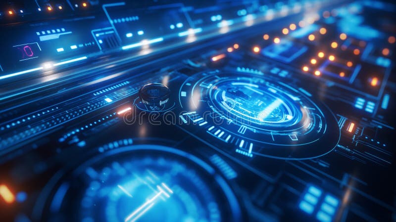 Futuristic Digital Interface with Holographic Elements Stock Photo ...