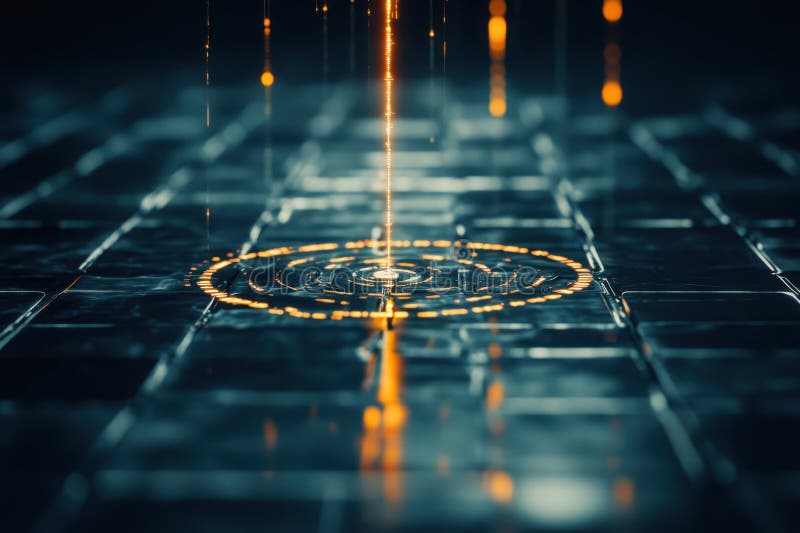 Futuristic Digital Interface with Illuminated Patterns on Dark Metallic ...