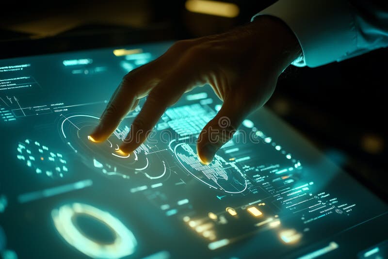 Futuristic Digital Interface Interaction Stock Illustration ...