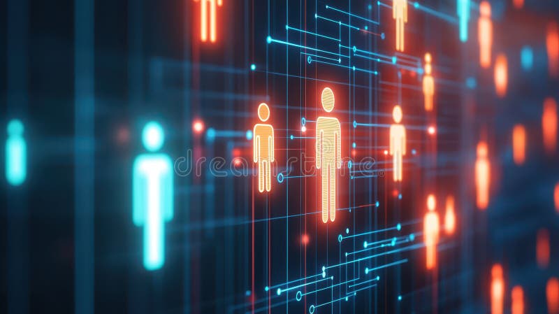 Futuristic Digital Interface, Man and Woman Navigating a Virtual World ...