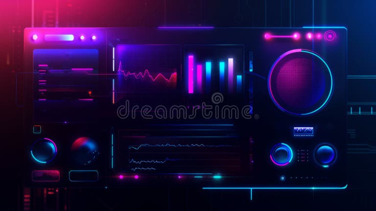 A Futuristic, Digital Interface with Neon Lights Showcasing Data ...