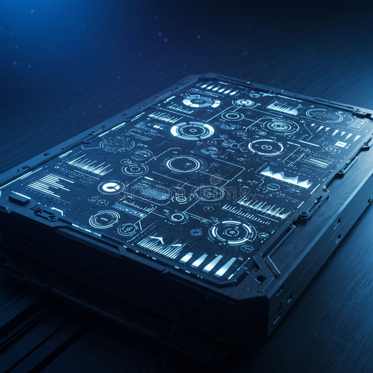 A Futuristic, Digital Interface Panel Displaying Various Data Visualization Elements, Like Stock ...