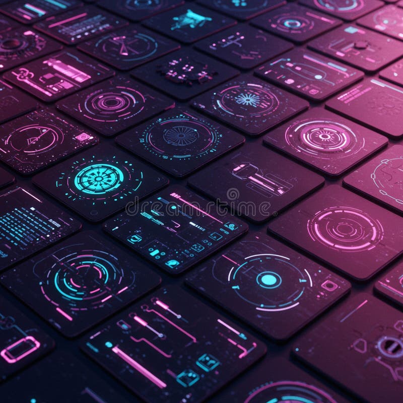 Uturistic Digital Interface Panels Display Vibrant Holographic Designs ...