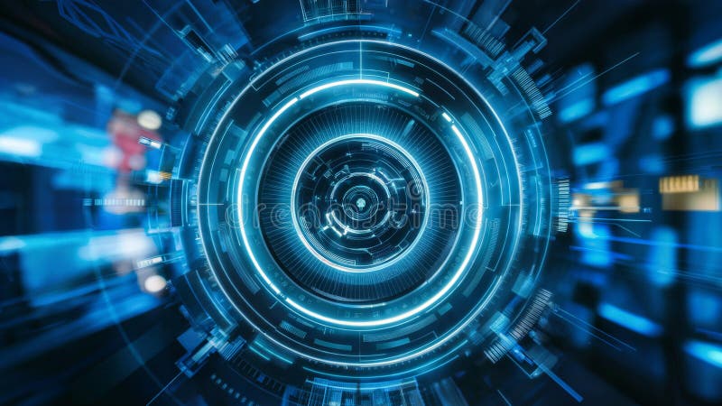 Uma Interface Digital Futurista, Predominantemente Em Tons De Azul ...