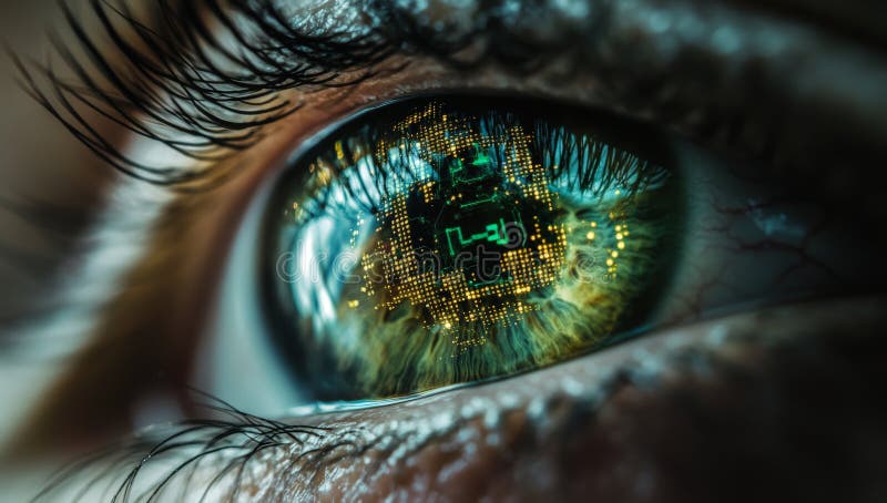 Futuristic Digital Interface Reflected in Human Eye Close-up Stock ...