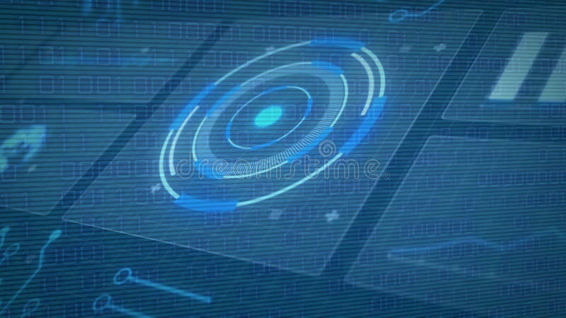 Futuristic Digital Interface with Rotating Target Animation Over Binary Code Background Stock ...