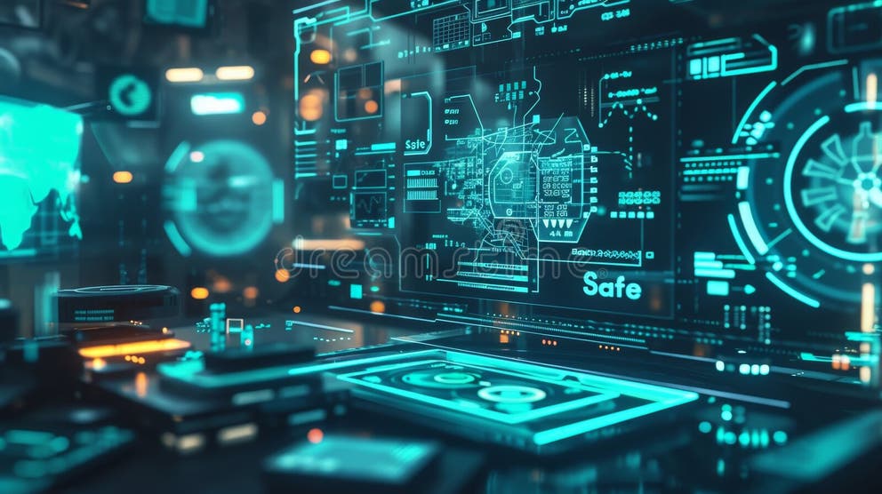 Futuristic Digital Interface with Secure System Graphics Stock Photo ...