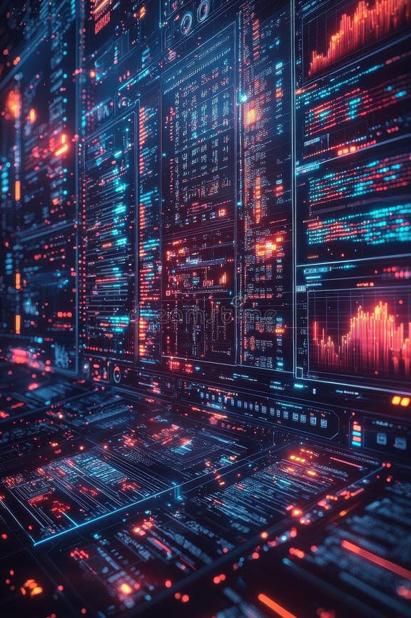 Futuristic Digital Interface Showcasing AI Powered Data Visualization ...