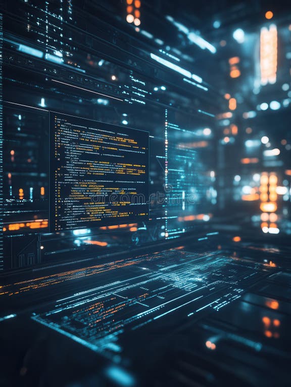 Futuristic Digital Interface Showcasing Code Aligned with the Golden ...