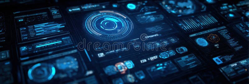 Futuristic Digital Interface Showcasing Data Visualizations and ...