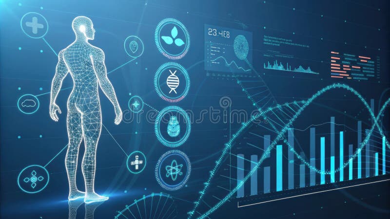 3d Dna Model Futuristic Genetic Science Biotechnology Medical Research ...